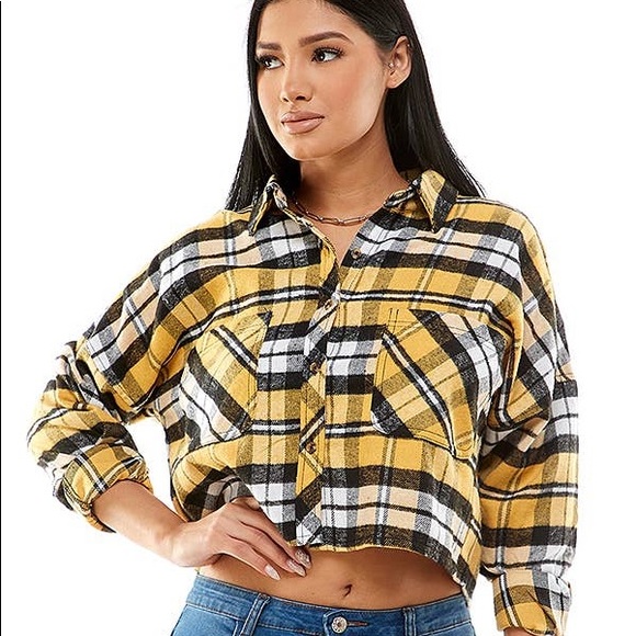 Tops | Crop Flannel Shirt | Poshmark